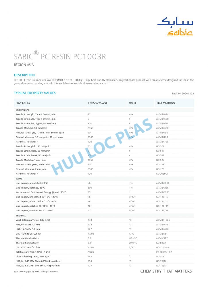 PC 1003R - Nhựa Hữu Lộc - 07777.99399