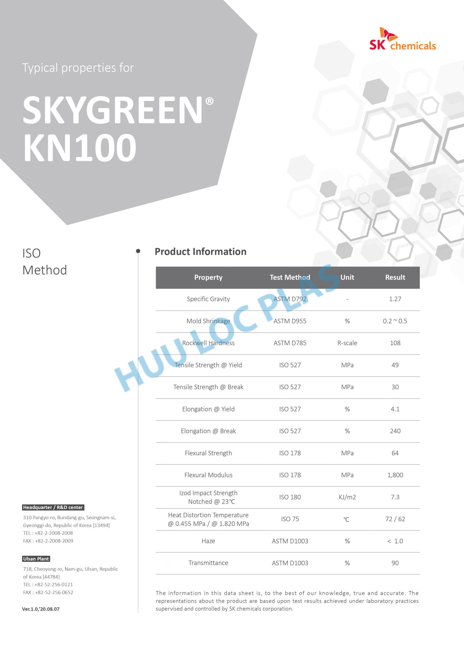 PETG KN100 - Nhựa Hữu Lộc - 07777.99399