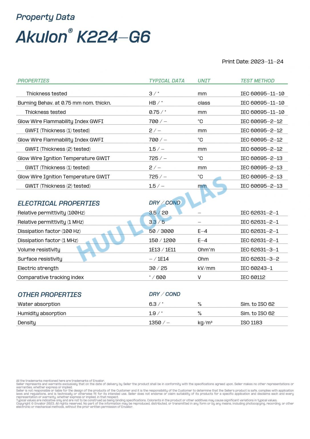 Hạt nhựa PA 6 K224-G6, Food contact.